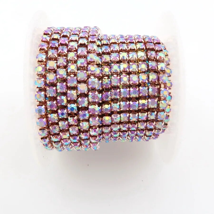 Цепочка со стразами SNCRYSTAL SS6-SS16 цвета шампанского SS12 3mm 10yards, Violet AB