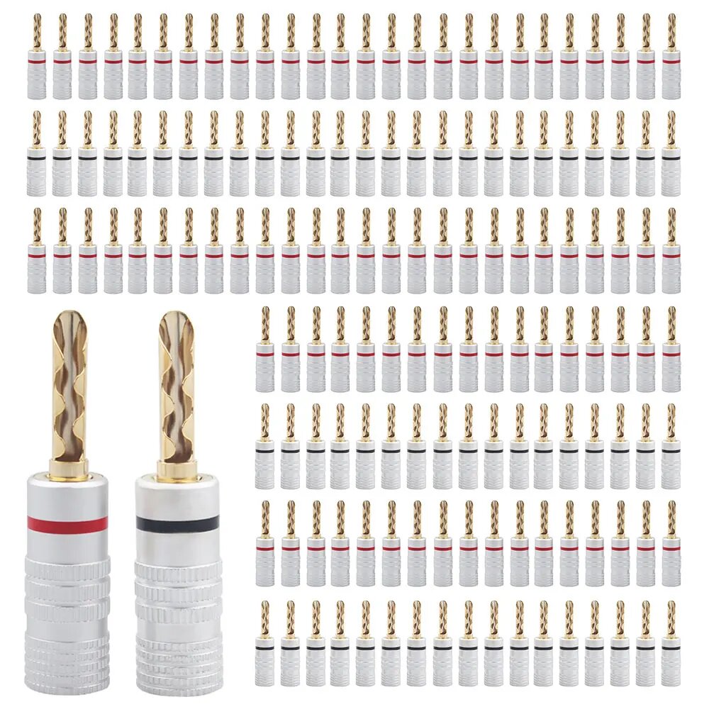 Музыкальный звук 50 шт./лот Hifi банановые разъемы, аудиоразъем, провод, кабель, винт, Hi-Fi, разъемы для усилителя динамика