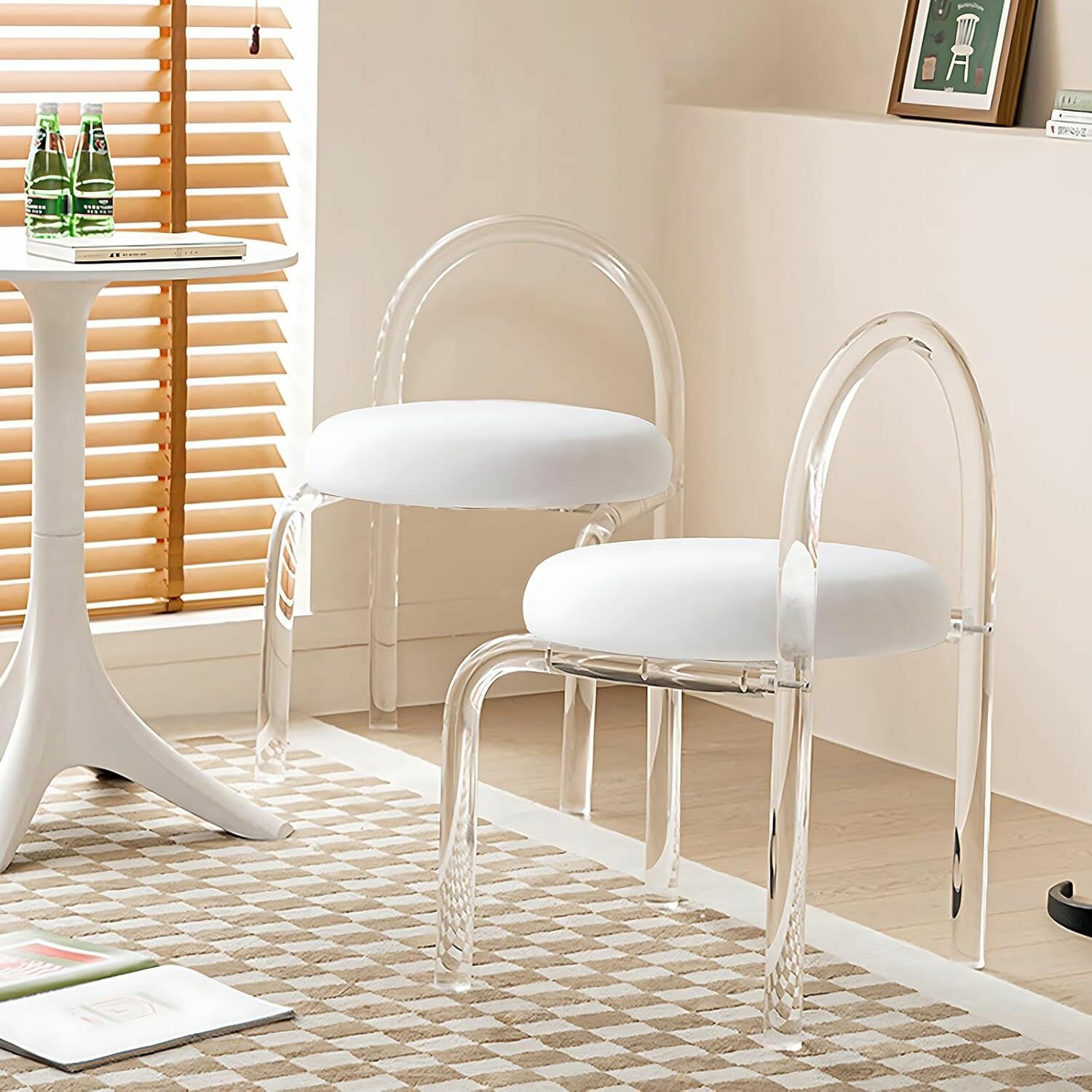 Акриловый косметический стул, прозрачный комплект обеденных стульев