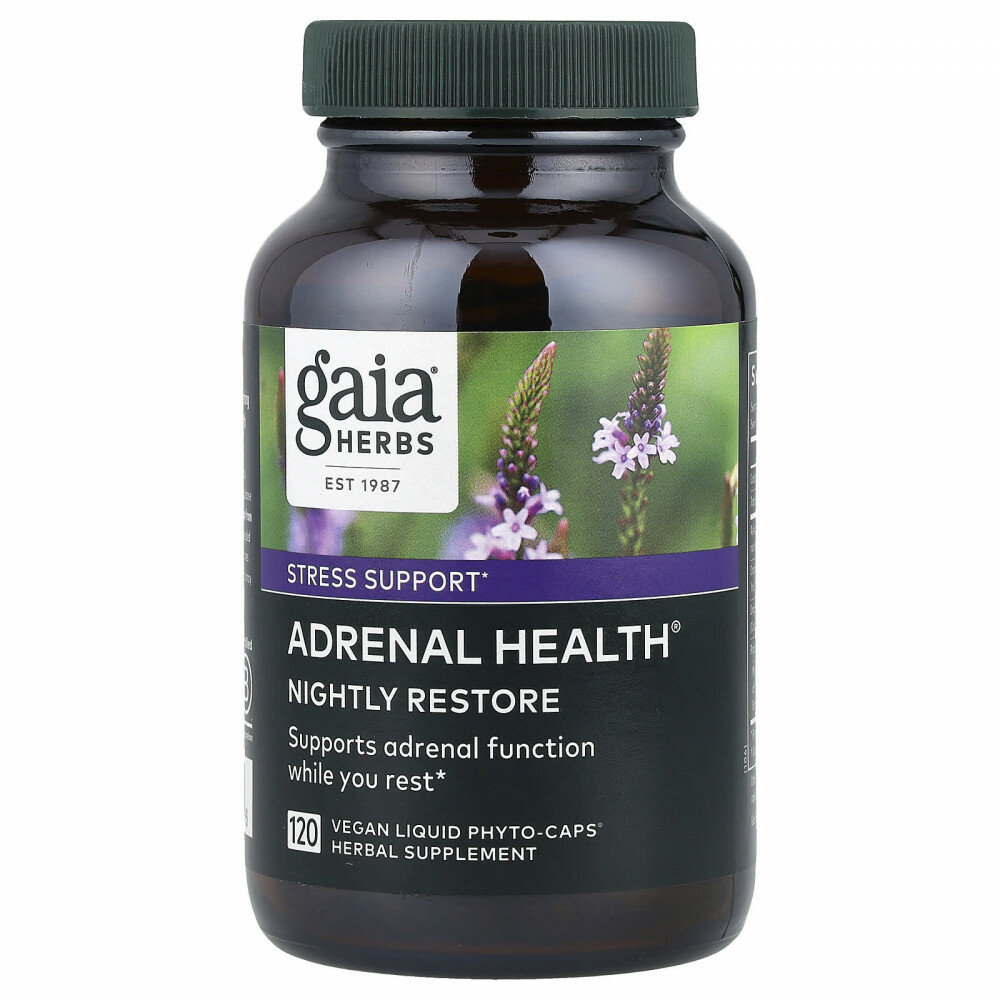 Gaia Herbs, Adrenal Health®, восстановление во время сна, 120 капсул Liquid Phyto-Caps®
