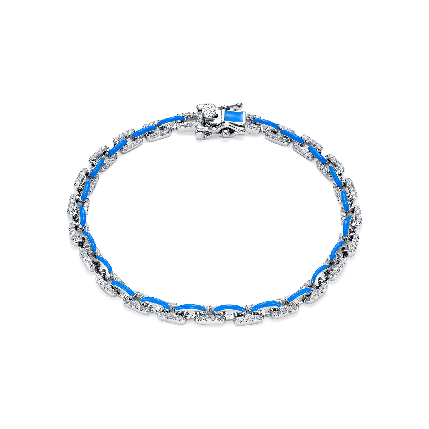 Браслет-цепочка, серебро, 925 проба, родирование, фианит