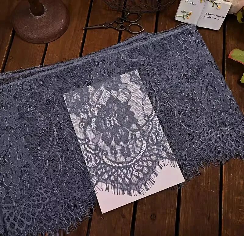 Кружевное полотно для рукоделия WM 26 см 3 м Серый, grey blue