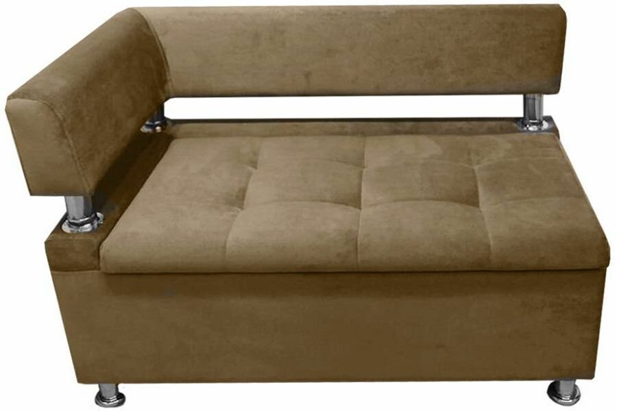 Диван для дома и офиса Парма с подлокотником 80x60х80 коричневый велюр, левый