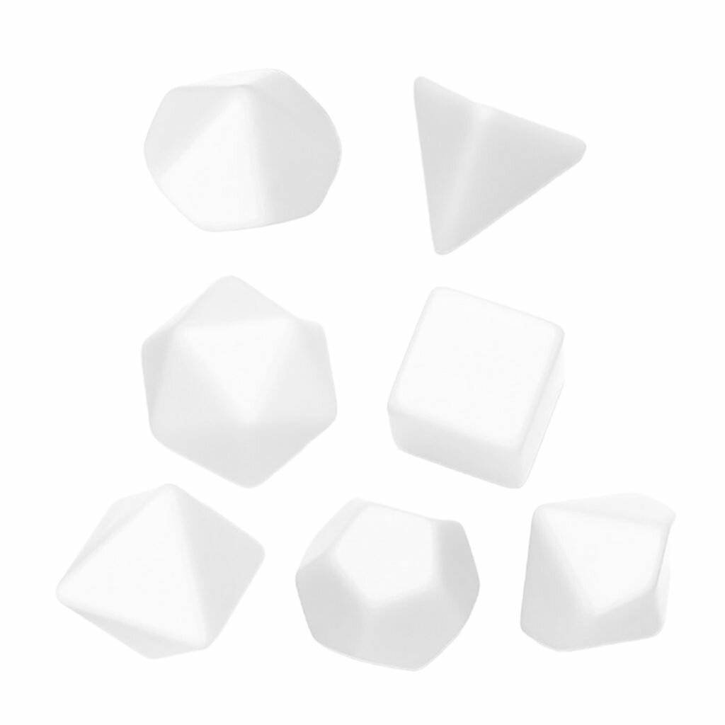 1 набор из 7 пустых многогранных RPG-кубиков-белый