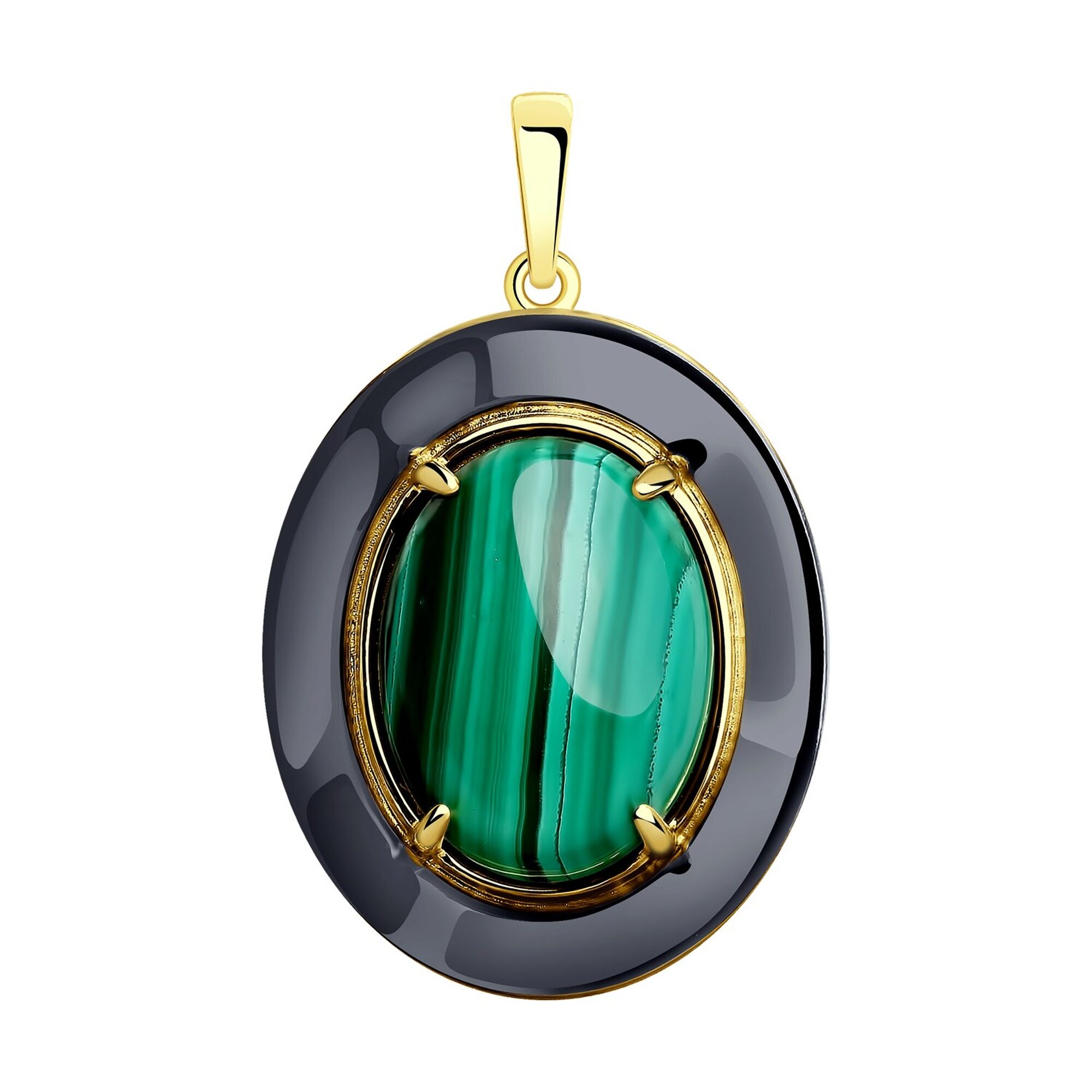 Подвеска, серебро, 925 проба, малахит