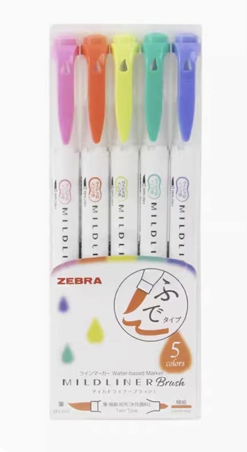 Набор брашпенов Mildliner Brush Zebra 5 шт