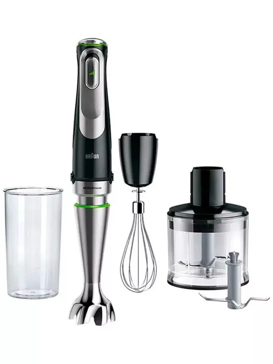 Погружной блендер Braun MQ9135XI, 1200Вт, 3 скорости, черный, серебристый