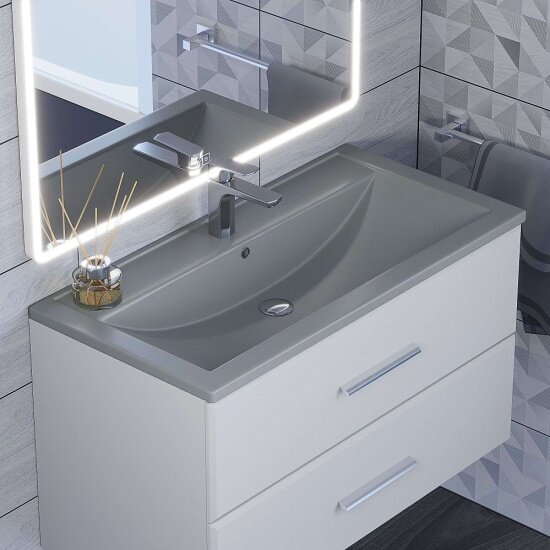 Uperwood Раковина для ванной кварцевая Foster Quartz 80х45,5х17,5 см, серая матовая, бетон