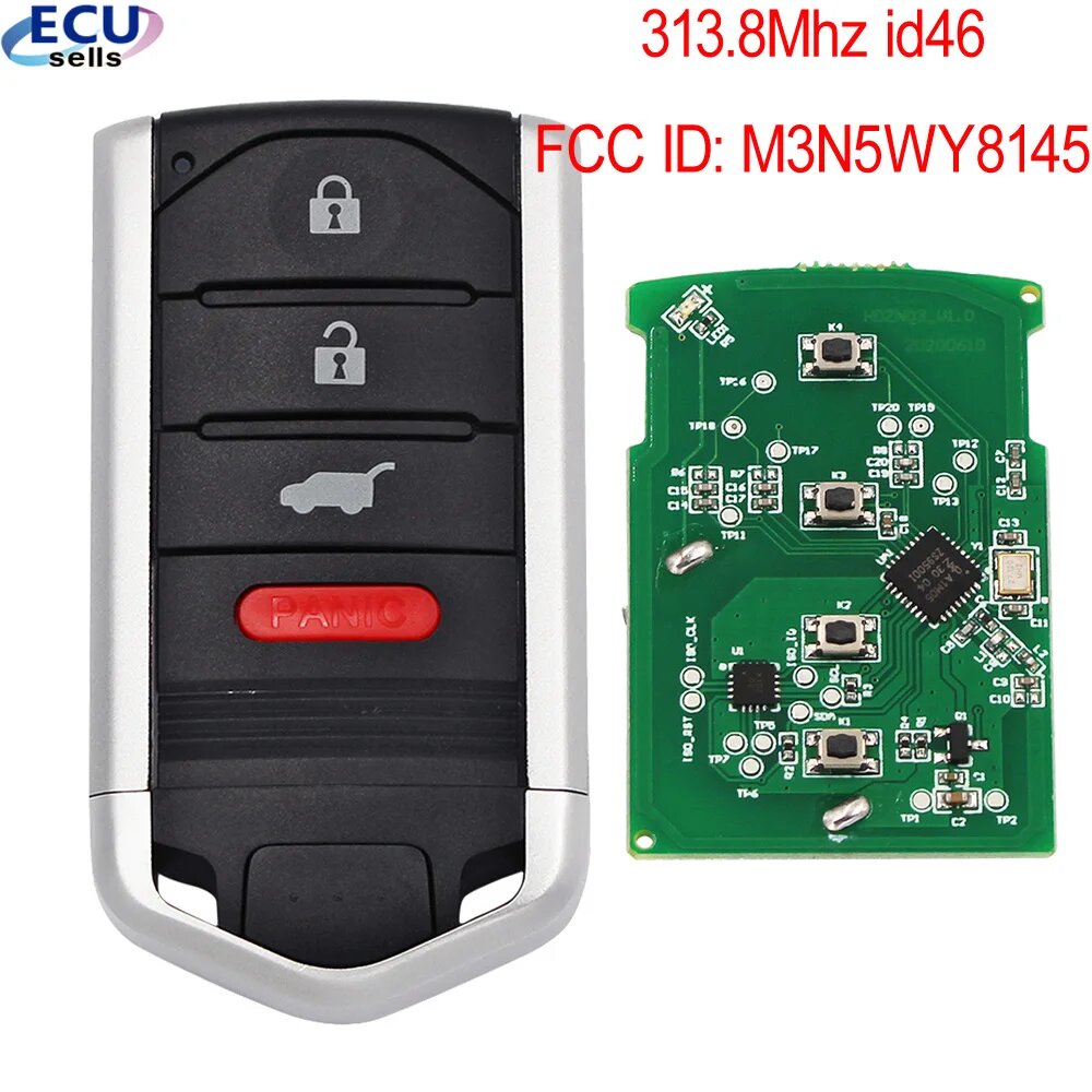 4-кнопочный телефон, 313,8 МГц, PCF7945A / HITAG 2/46, чип для Acura ZDX 2010-2013, идентификатор FCC: M3N5WY8145 (внедорожник)