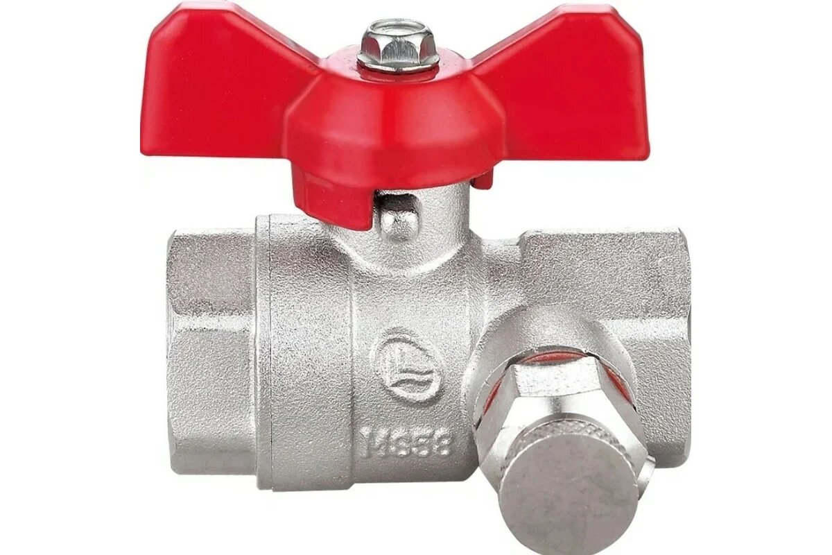 DOUBLE-LIN Шаровой латунный резьбовой кран-бабочка с дренажем ВР/ВР 1/2 LL1066 (1/2)