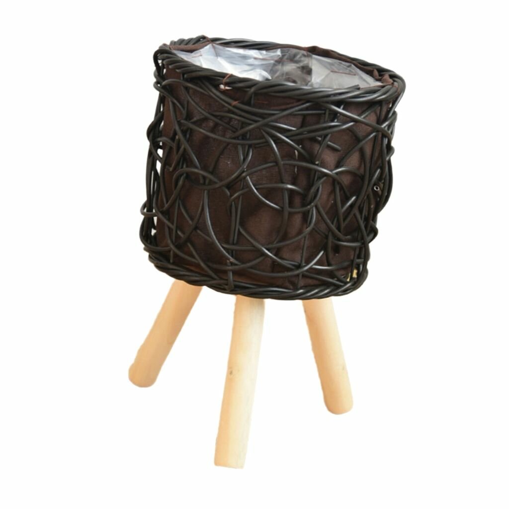 Подставка для растений из ротанга, табурет с 3 деревянными ножками, балконные цветочные горшки, стойка растений, корзина использования в помещении и на улице