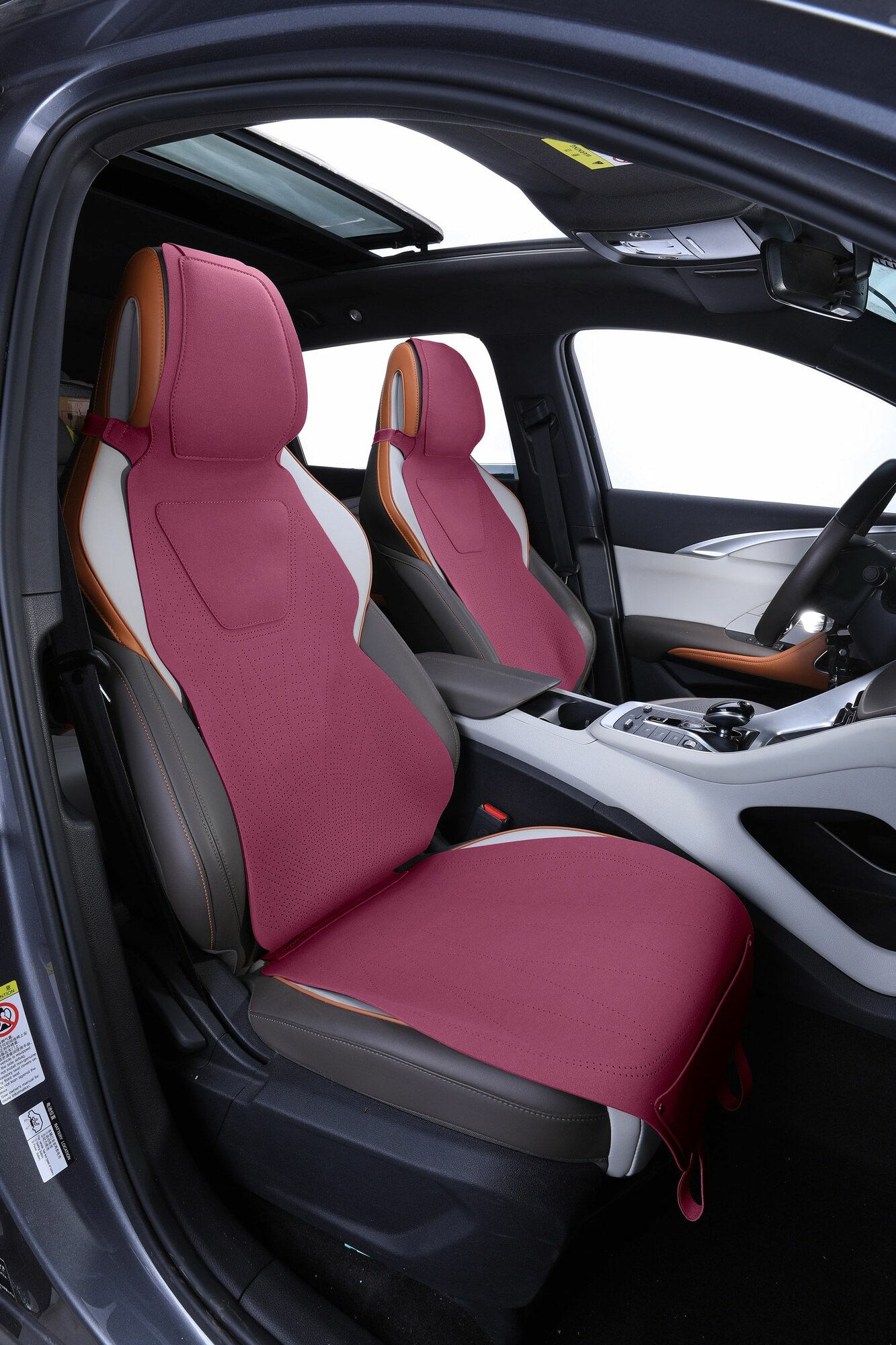 Накидки для Чери Тигго 7 Про Макс (2022 - 2024) внедорожник 5 дверей / Chery Tiggo 7 Pro Max на передние сиденья, алькантара, красный