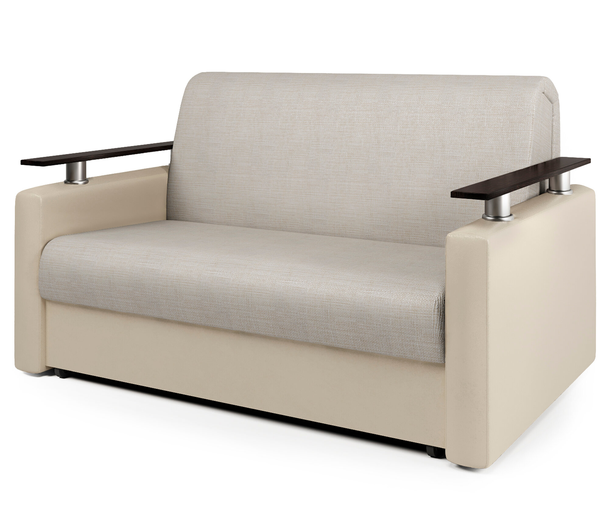 Диван-кровать Шарм-Дизайн Шарм 120х194 см, диван раскладной, аккордеон, прямой, экокожа бежевый и шенилл бежевый