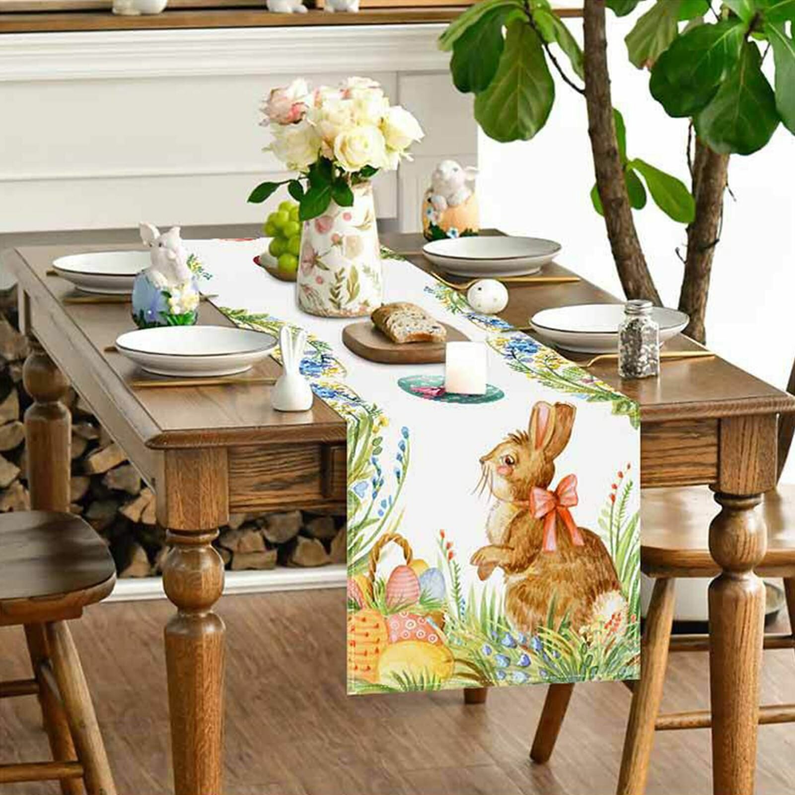 Пасхальная дорожка для стола из льна — яркий праздничный декор для кухни и гостиной, украшение на Пасху и Новый год