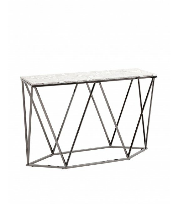 Консоль Апулия 122*41 серый мрамор сталь темный хром