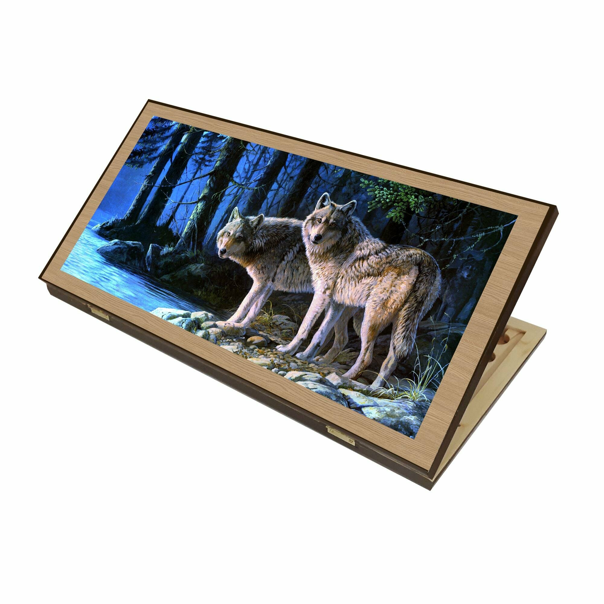 Нарды + Шашки Сирия Волки в лесу средние (Россия, дерево, 50 см), Partida 63020 Partida