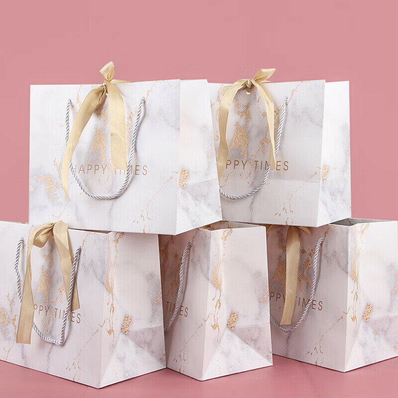 TaTanice Gift Bags, 5-Pack, Christmas Gift Bags, Storage Bags, Gift Box Packaging Bags, Handbags, Marble
