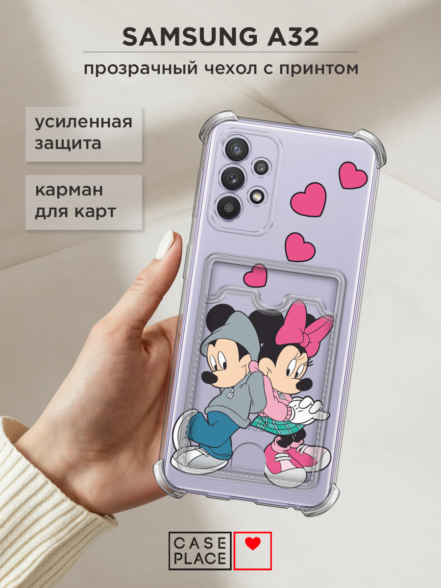 Чехол на Samsung Galaxy A32 (Самсунг Галакси А32) с картой и принтом Микки Маус