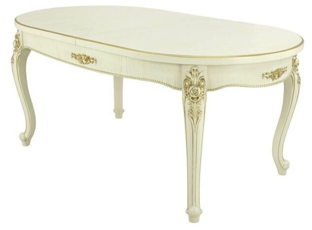 Стол, классический, белый, с золотой патиной, 160х100х75 см