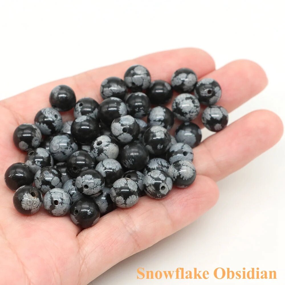 Кристаллы из натуральных камней Jin Shi Yuan 2-12 мм Черный, 6mm (56 to 60pcs), Snowflake Obsidian