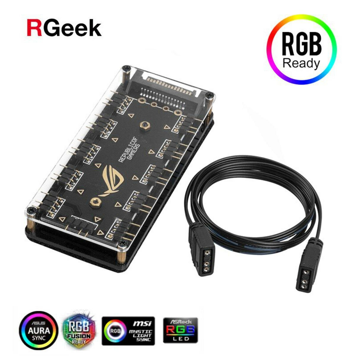 RGEEK 5V 3-контактный RGB 10 концентратор-разветвитель SATA Power 3pin ARGB адаптер удлинительный кабель для ASUS AURA S