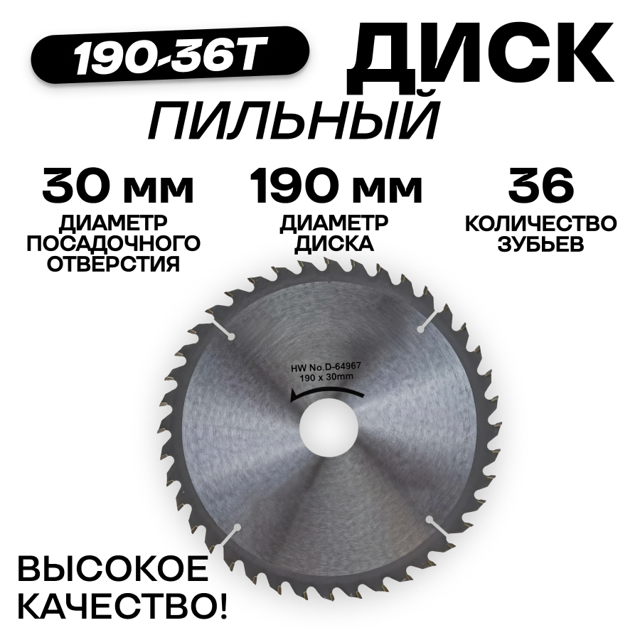 Пильный диск для дерева с напайками 190-36Т-30