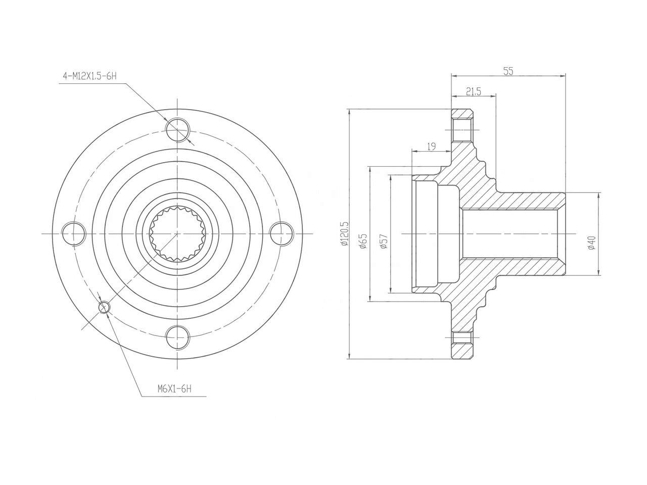 UNIO HUB-20053 (357407615) ступица передняя (без abs) VW Polo (Поло) III 95-, Passat (Пассат) b2-b4 84-, Golf (Гольф)