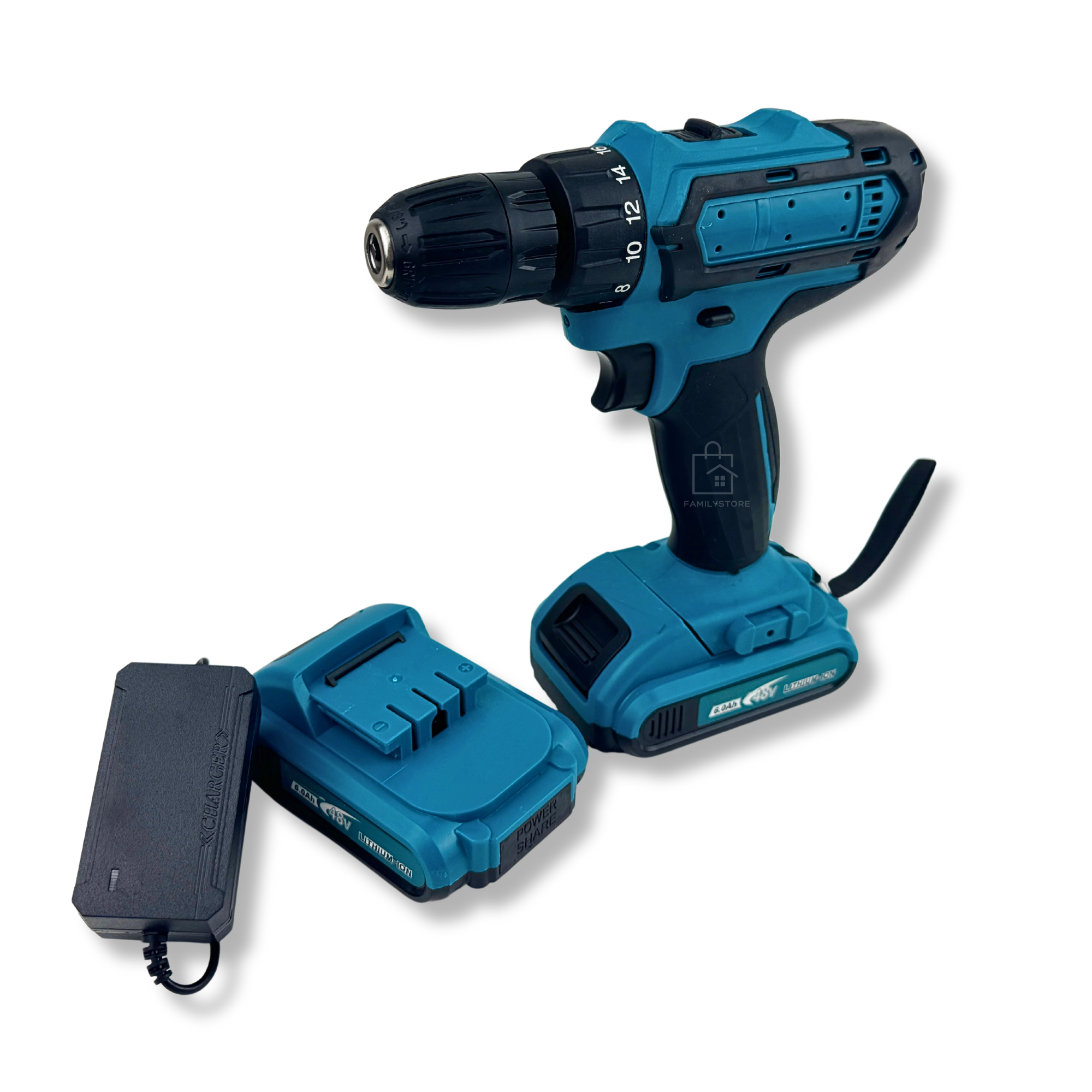 Шуруповерт аккумуляторный дрель для дома, 2 АКБ 2,5 А/ч, 45 В, 24 насадки, с кейсом, синий