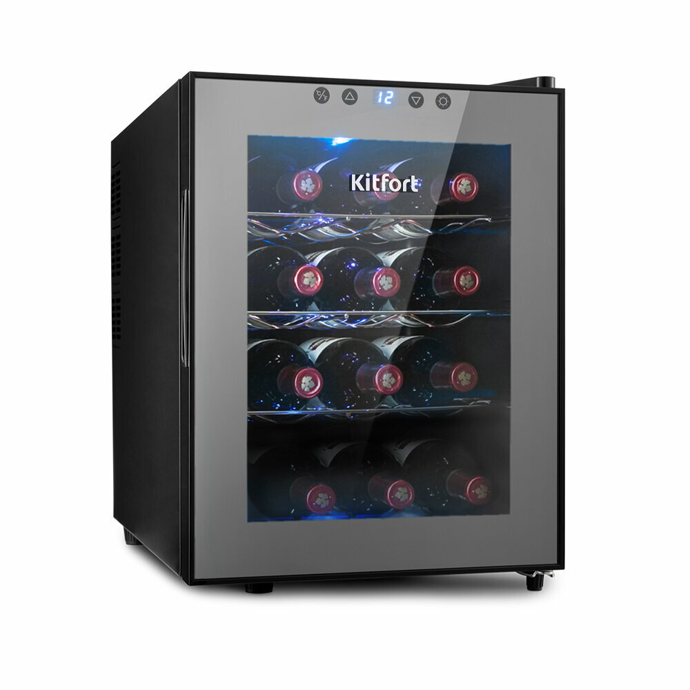 Винный шкаф однокамерный KitFort КТ-2408 вместимость: 12 бутылок