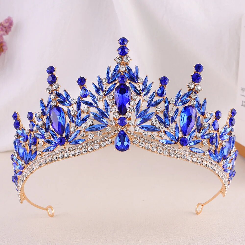 Темно-синие хрустальные диадемы George Black Gold Blue