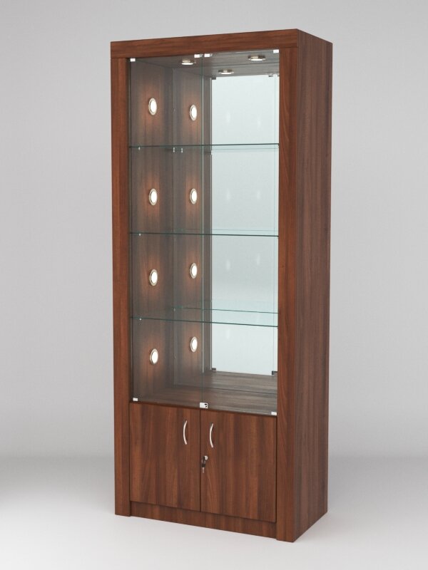 Витрина для бутылок "афродита" №3-6 (закрытая, задняя стенка - зеркало), Орех