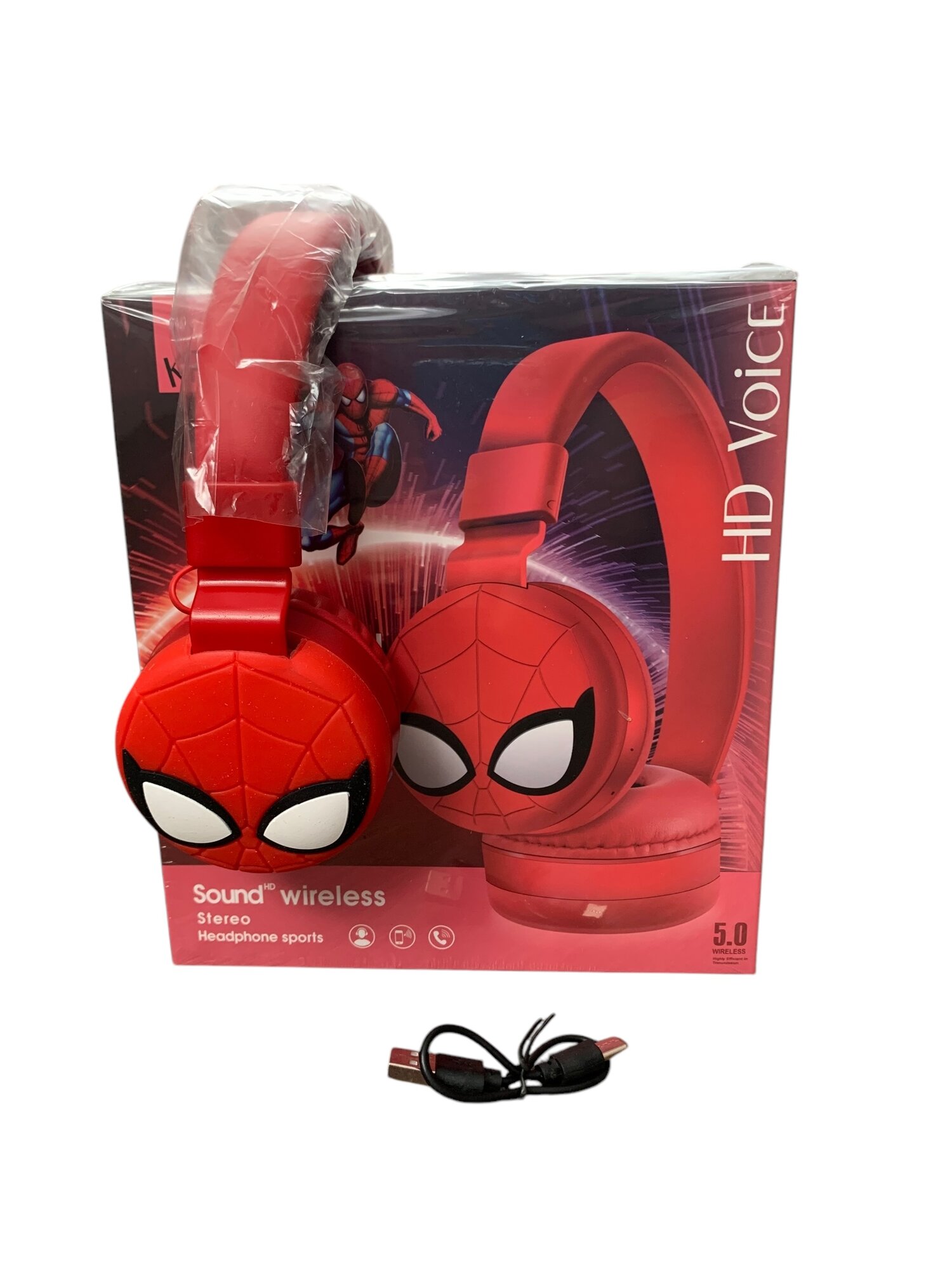 Детские наушники КР-9900 "Spiderman", полноразмерные, Bluetooth 5.0, 10 ч работы