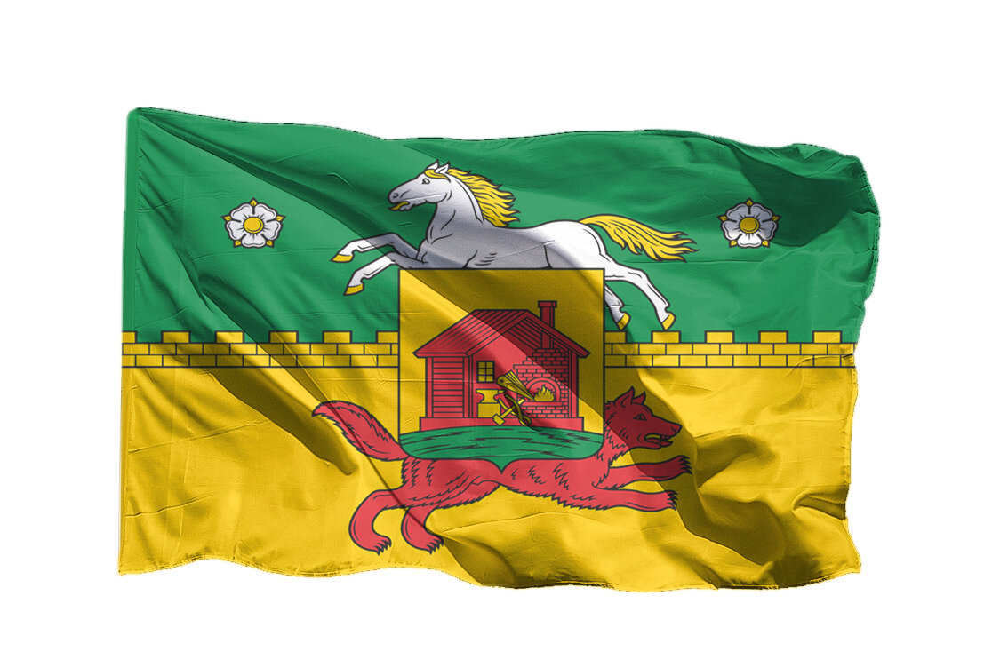 Флаг Новокузнецка на флажной сетке, 70х105 см - для флагштока