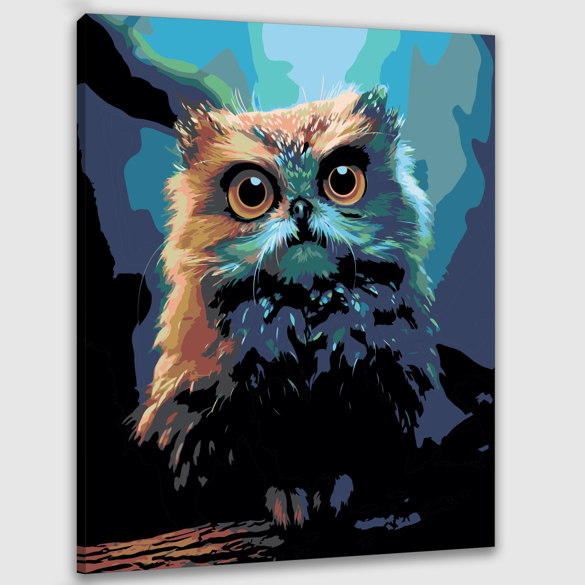 Картина по номерам 40x50 см, Манул, кот, глаза, загадочный, лес, лунный свет, тайна, интрига, текстура, отметины