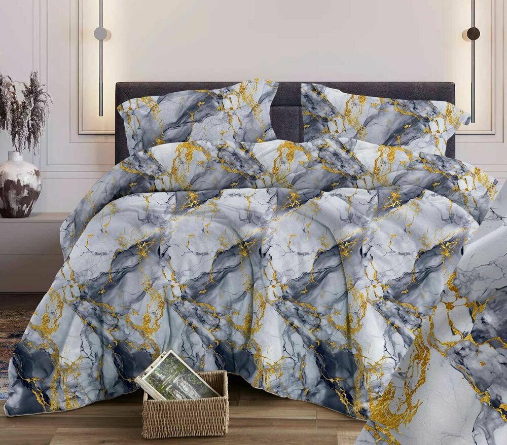 Комплект постельного белья 1,5-спальный, бязь "Комфорт"(220) (Мрамор, серый)