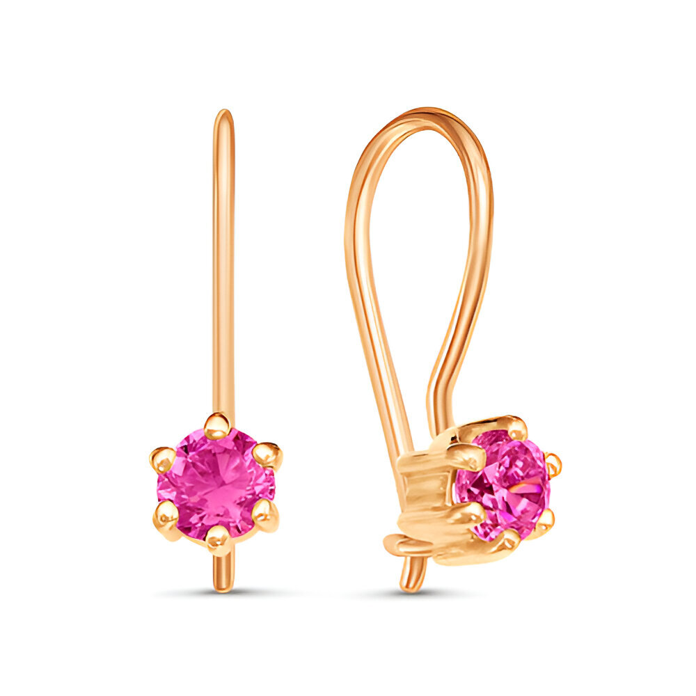 Серьги, красное золото, 585 проба, фианит