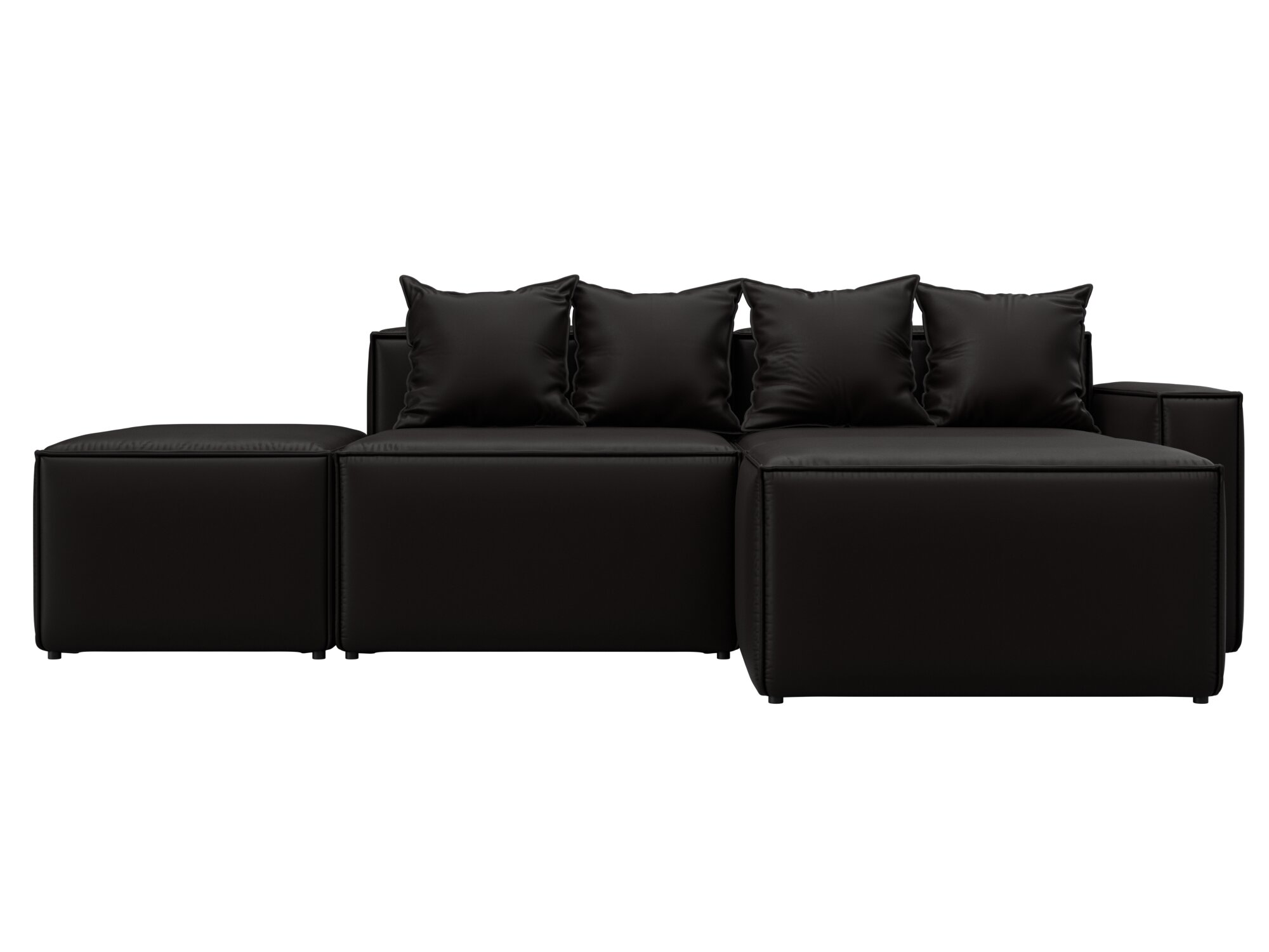 Диван модульный Лига-063, подлокотник справа, размер: 297х160см, спальное место: 134х184см, экокожа, GRIFON коричневый