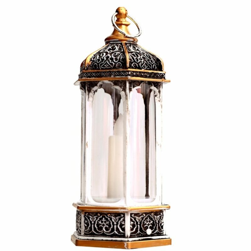 Винтажный шестигранный фонарь с подсветкой, Черно-белый