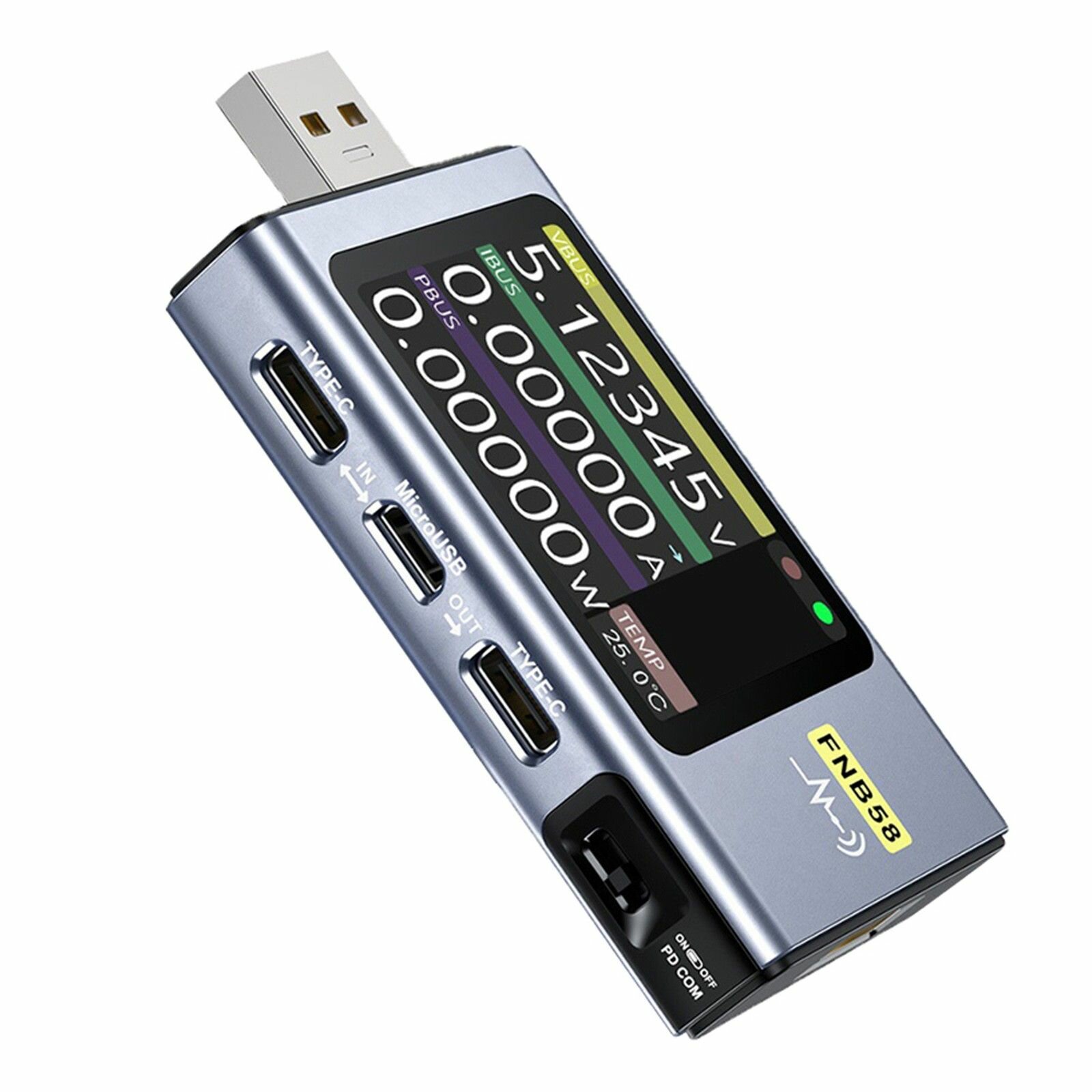 OZ-VERG USB-тестер FNB58, Вольтметр, Амперметр, Совместимый с Детектором Быстрой Зарядки-Bluetooth