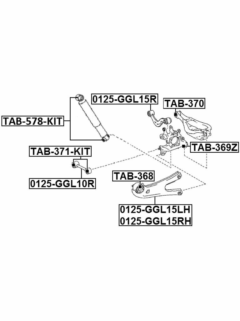 Сайлентблок задней цапфы LEXUS, TOYOTA TAB-369Z FEBEST.