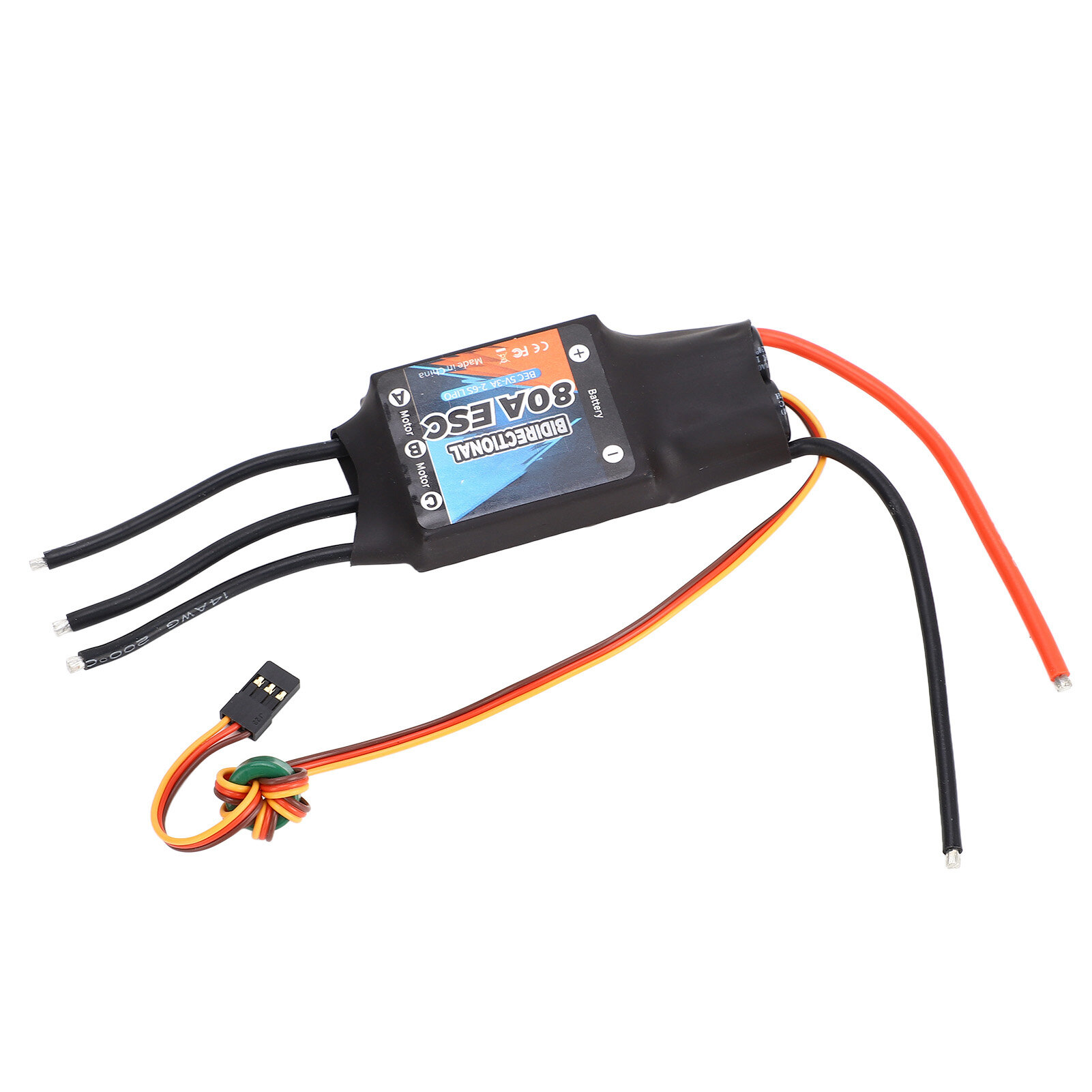 Быстродействующий контроллер скорости Bi Directional 80A Brushless ESC с выходом BEC 5V 3A, Plug and Play, для радиоуправляемых автомобилей, лодок, подводных тягачей, черного цвета