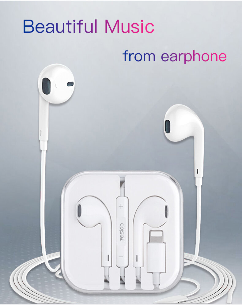Проводные наушники для iPhone, Yesido YH28 Pop Up Design, Lightning 1.2 м, Микрофон, Белый