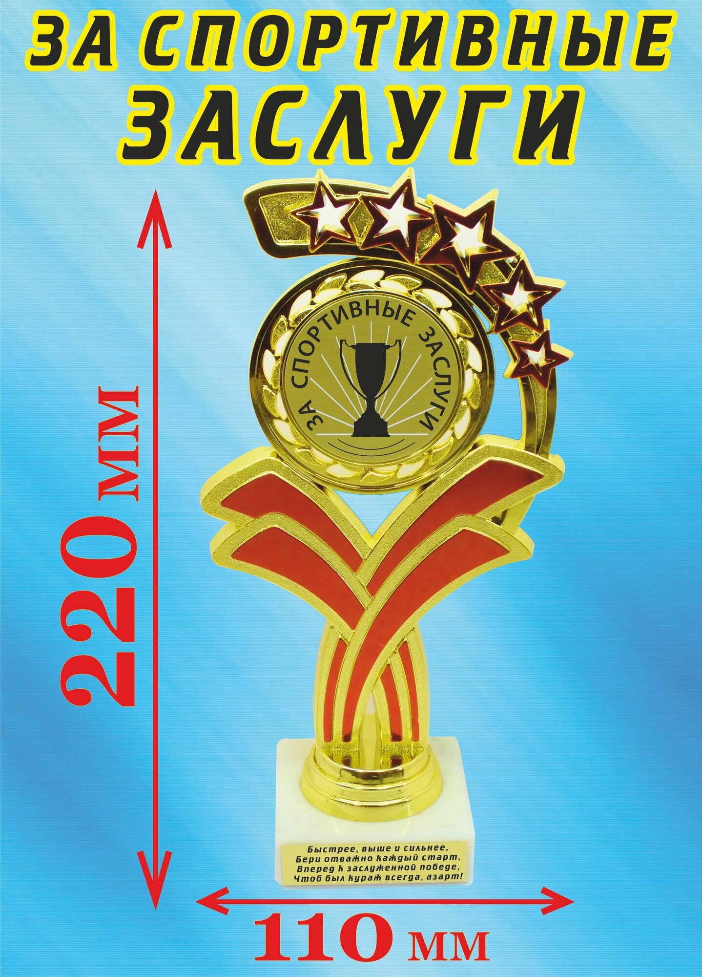 Подарочный кубок " За спортивные заслуги " .