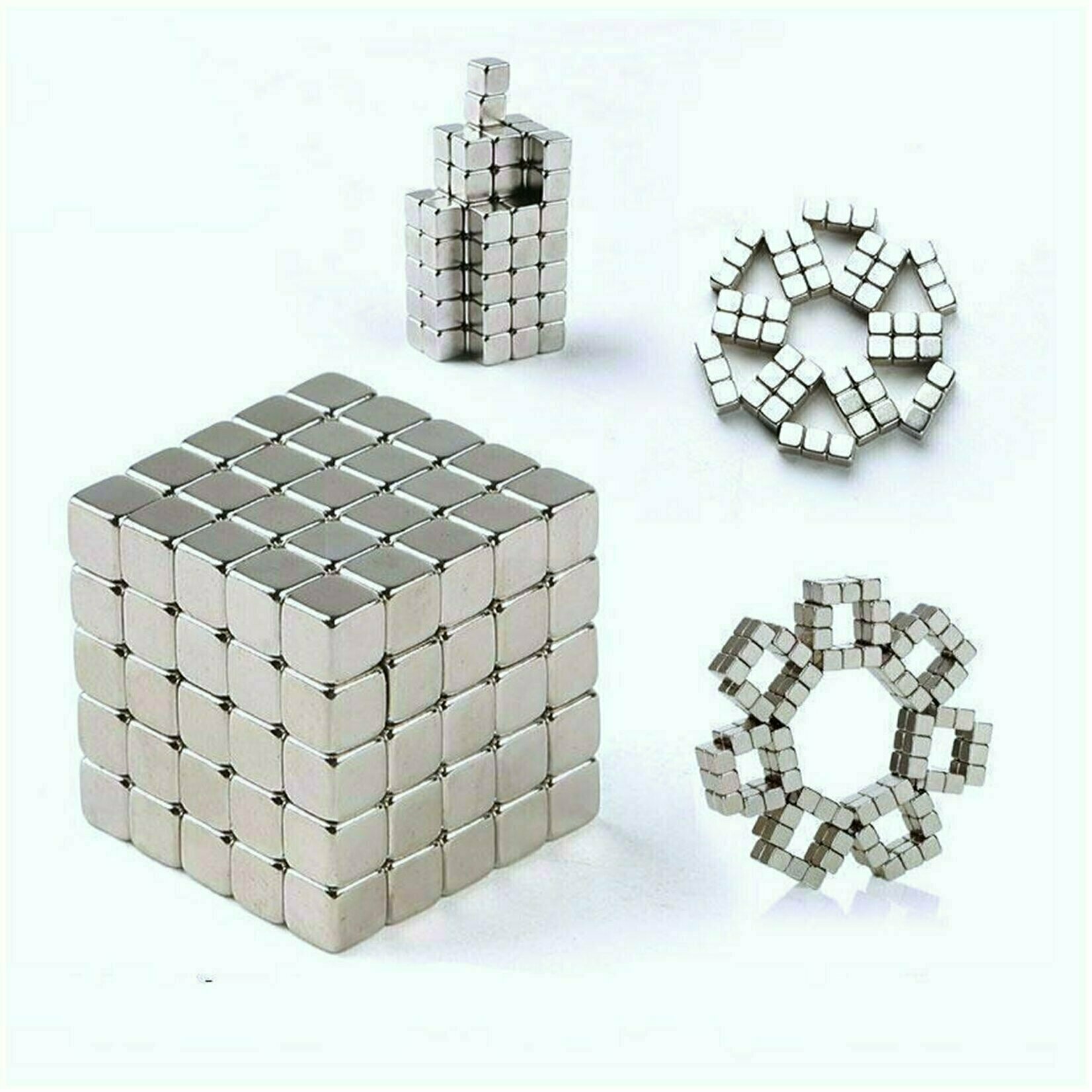 Магнитный конструктор, магнитный неокуб, 216 кубиков, серебристый, 5х5х5мм
