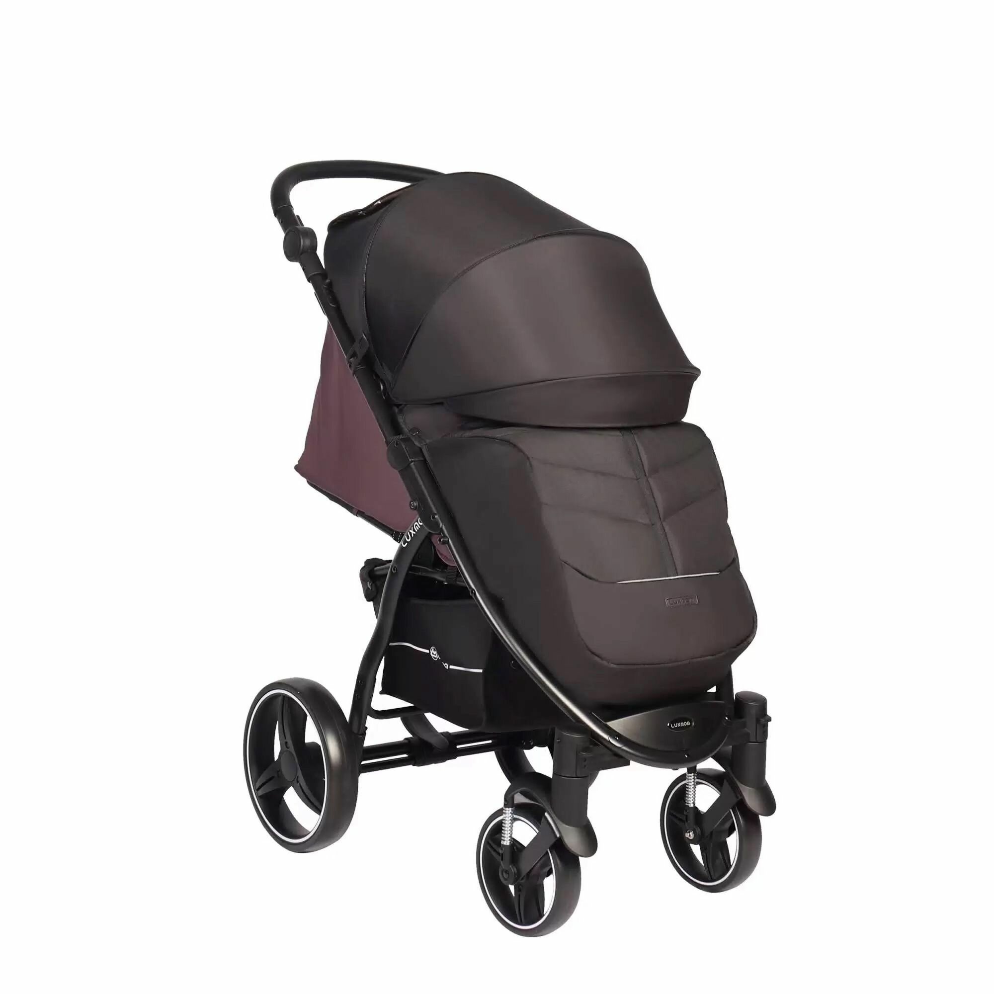 Luxmom G30 NEW Прогулочная коляска, с большими колесами, регулируемой ручкой, полная комплектация. Цвет: Черный