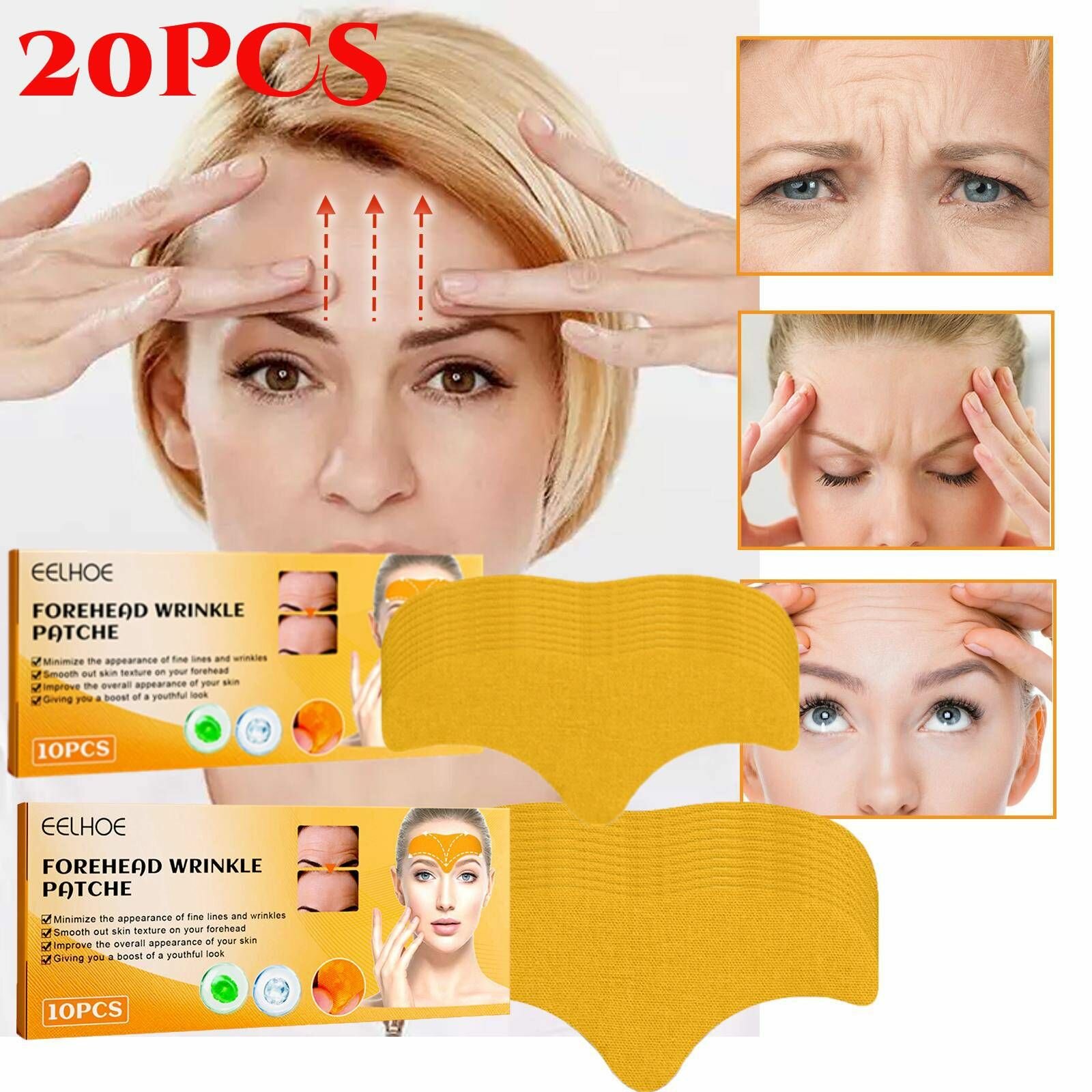 Патчи для лба от морщин / Тейпы коллагеновые 10 шт. / Лифтинг эффект, выравнивающие рельеф и тон кожи, с увлажняющим и питательным эффектом