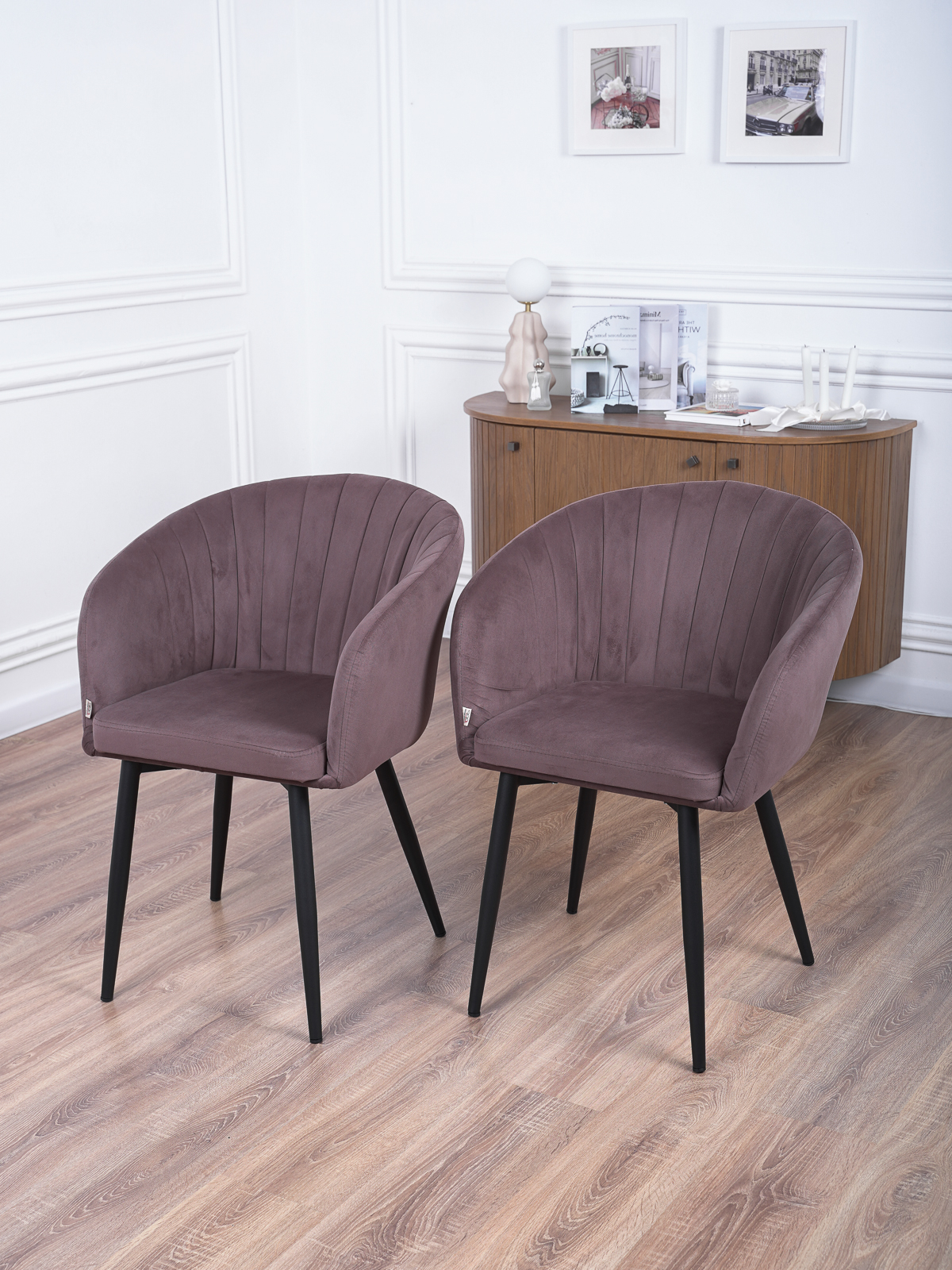 Стулья для кухни со спинкой велюр Малибу шоколад 2шт