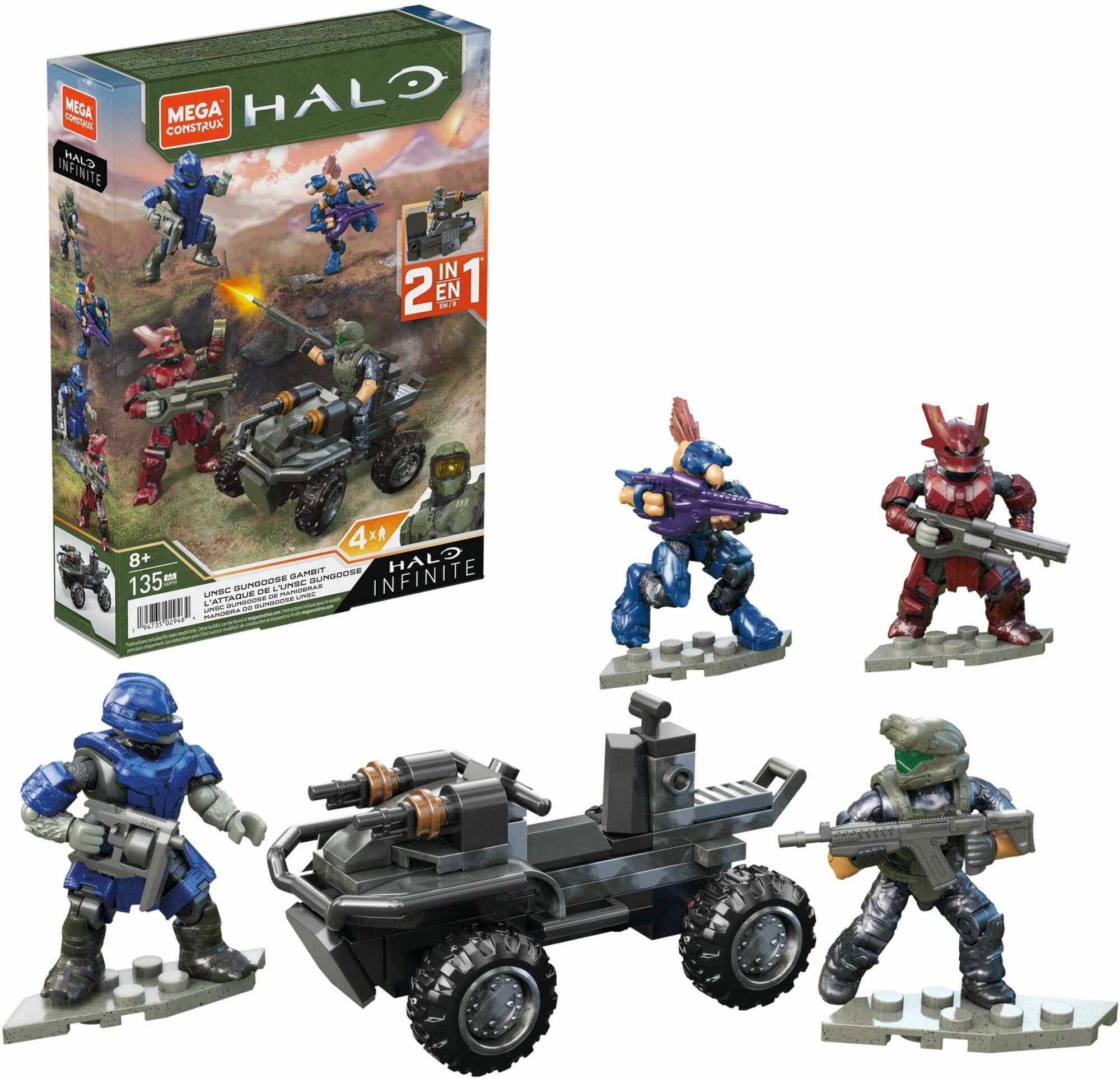Mega Halo UNSC Gungoose Gambit Attack Vehicle Halo Infinity Building Set, строительные игрушки для мальчиков