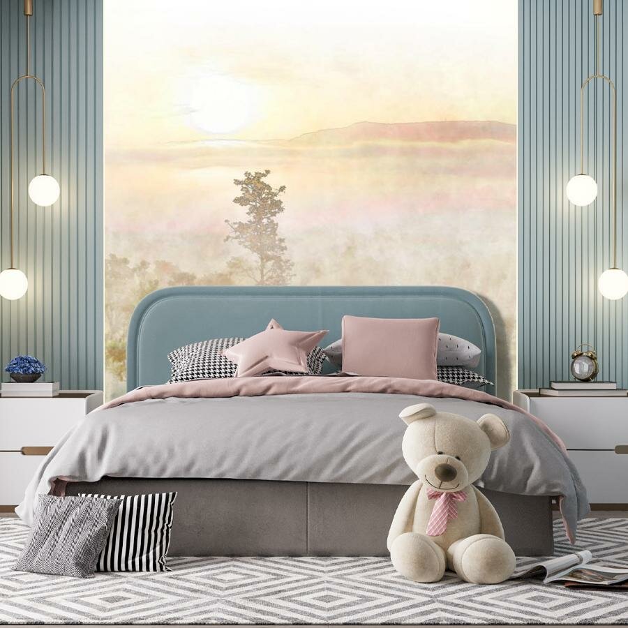 Фотообои Рассвет в поле 14-377-S-Холст 270 x 200 см (ВхШ) Бесшовные, флизелиновые, влагостойкие обои MasterFresok