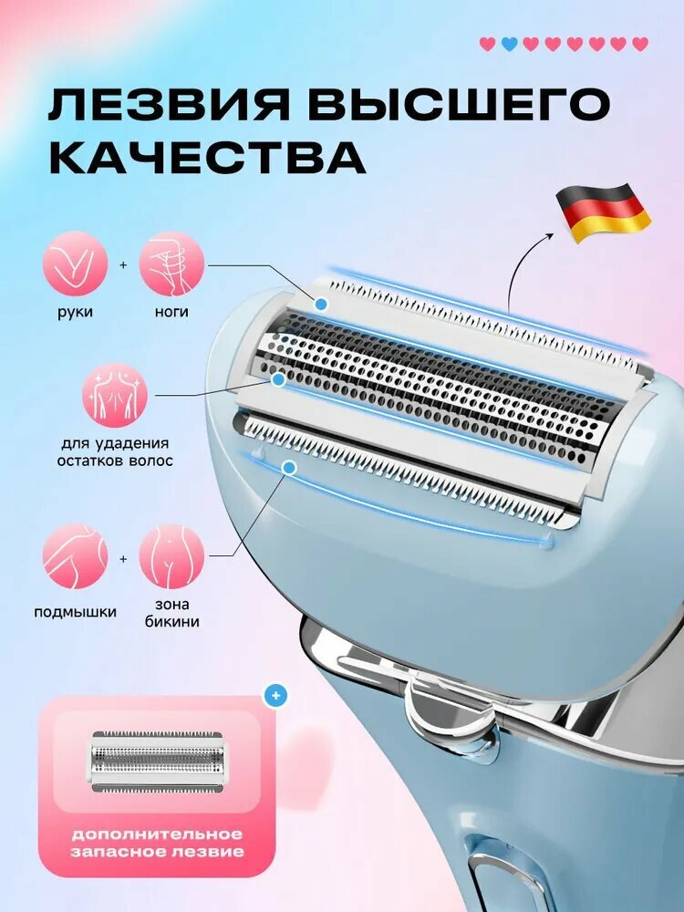 Электробритва PRITECH, для влажного и сухого бритья, беспроводная, голубая